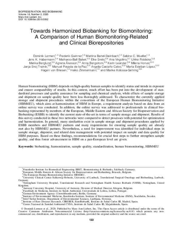 (PDF) Towards Harmonized Biobanking for Biomonitoring: A Comparison of ...
