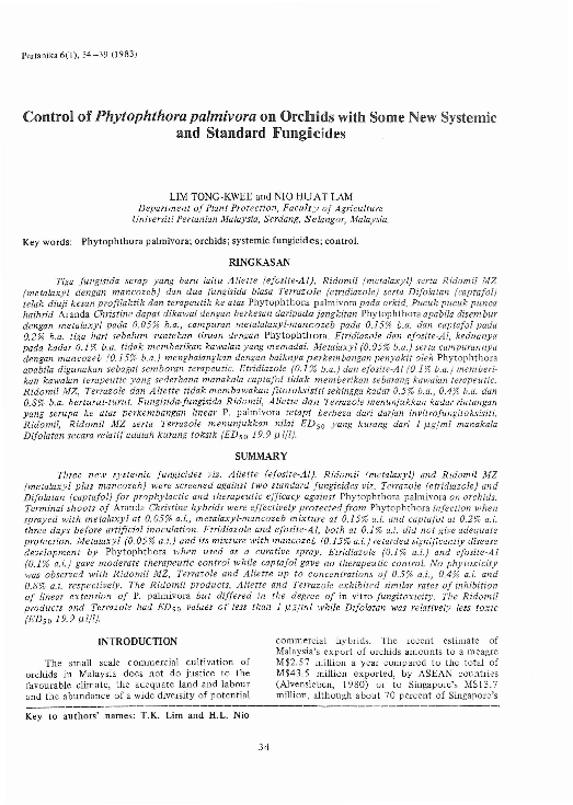(PDF) Control of Phytophthora palmivora on Orchids with Some New ...