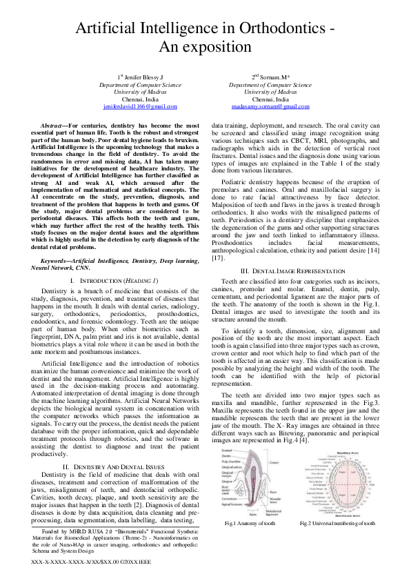 (PDF) Artificial Intelligence in Orthodontics - An exposition