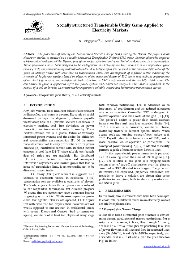 (PDF) Socially Structured Transferable Utility Game Applied to ...