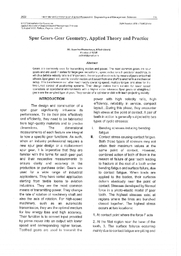 (PDF) SPUR GEAR--Gear Geometry,Applied Theory and Practice.