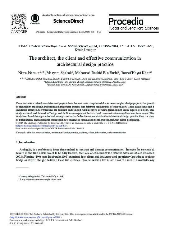 (PDF) The Architect, the Client and Effective Communication in ...