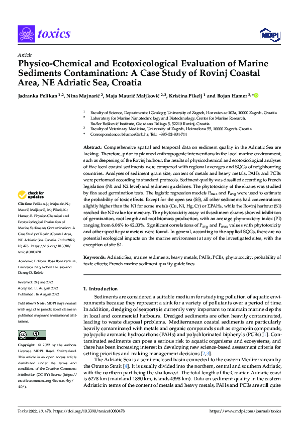 (PDF) Physico-Chemical and Ecotoxicological Evaluation of Marine Sediments Contamination: A Case ...