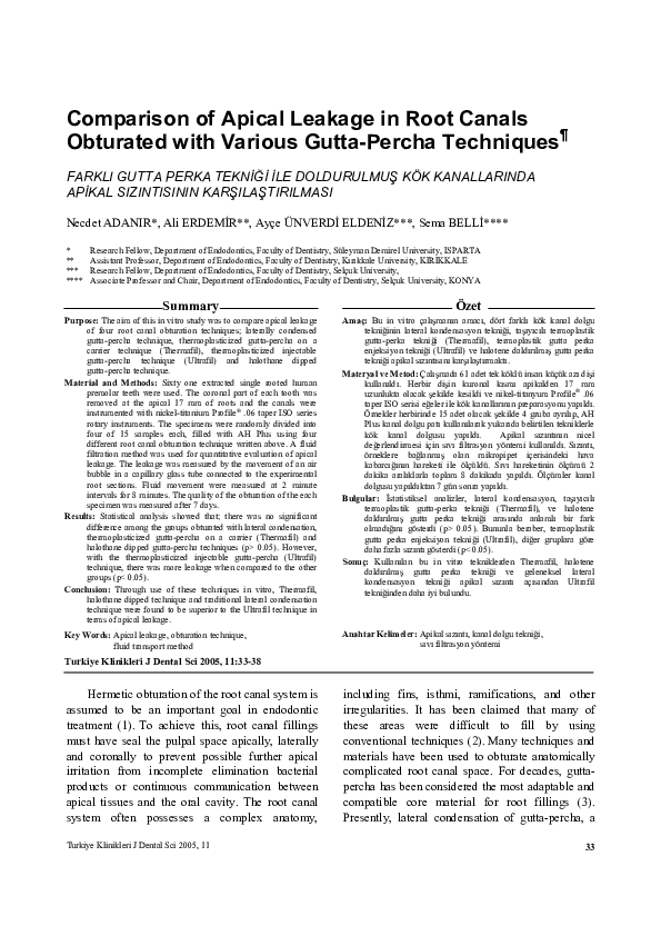 (PDF) Comparative Study of Gutta Percha Techniques