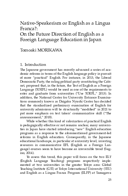 (PDF) Native-Speakerism or English as a Lingua Franca?: On the Future ...
