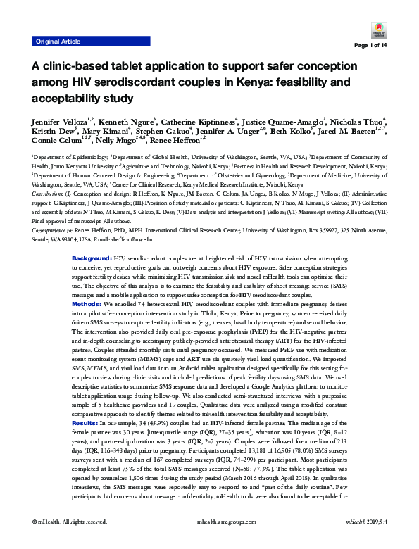 (PDF) mHealth for Safer Conception in HIV Couples