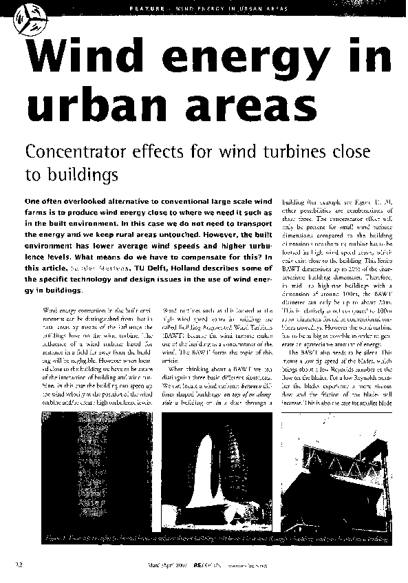 (PDF) Wind energy in urban areas