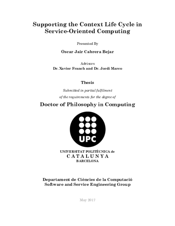 Pdf Supporting The Context Life Cycle In Service Oriented Computing