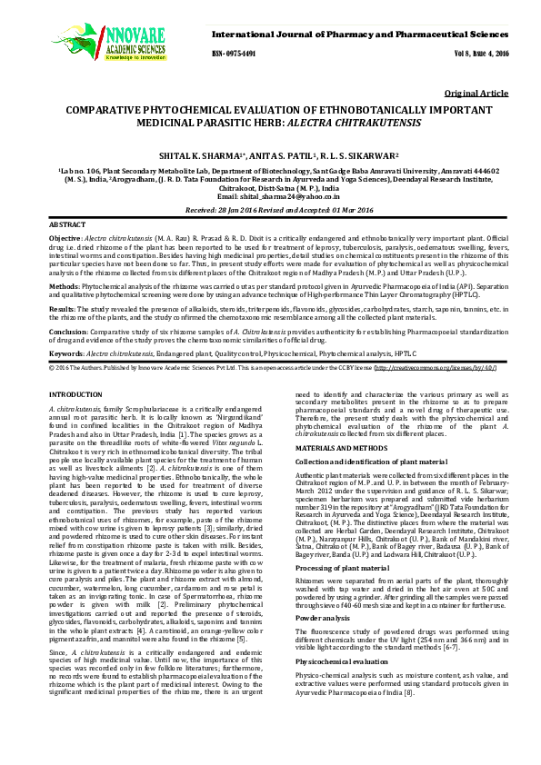 (PDF) COMPARATIVE PHYTOCHEMICAL EVALUATION OF ETHNOBOTANICALLY ...