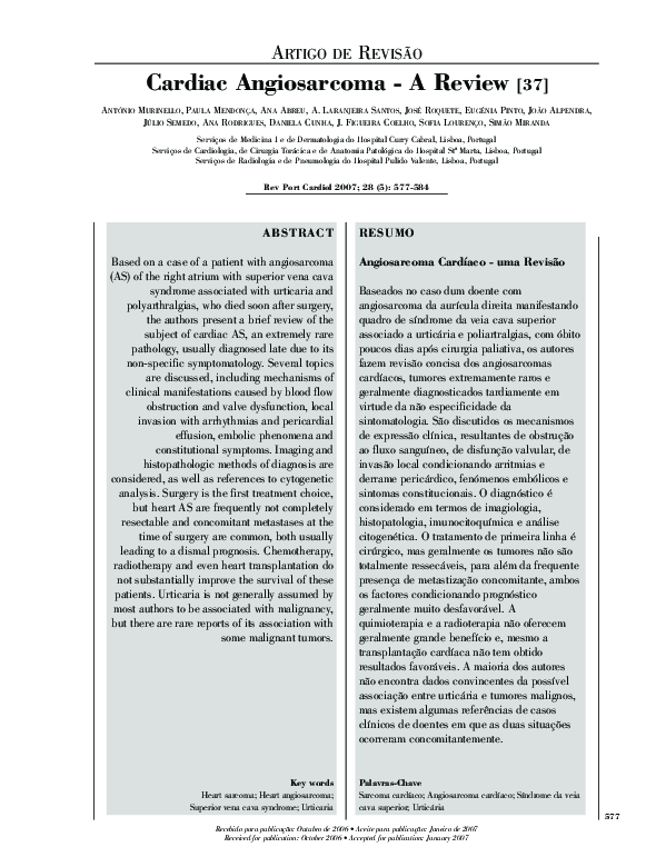 (PDF) Cardiac angiosarcoma--a review