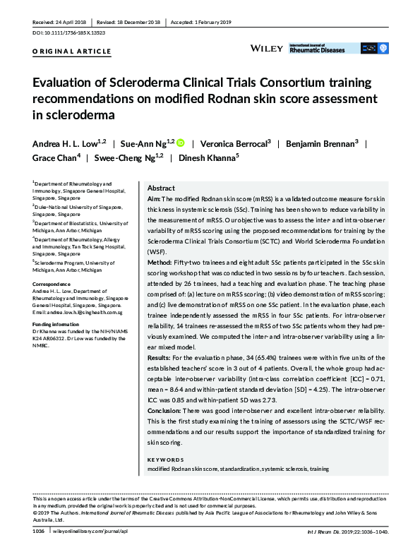 (PDF) Evaluation of Scleroderma Clinical Trials Consortium training ...