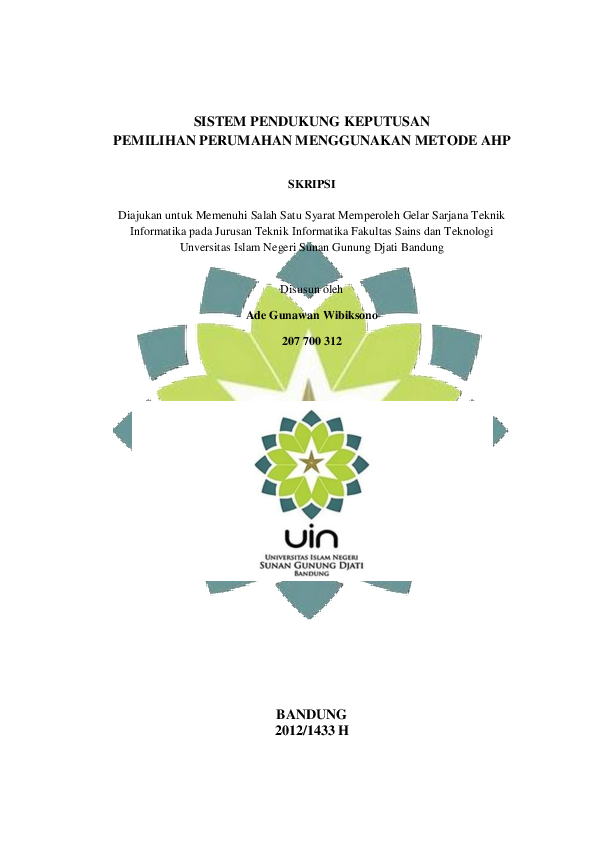 (PDF) Sistem pendukung keputusan pemilihan perumahan menggunakan metode AHP