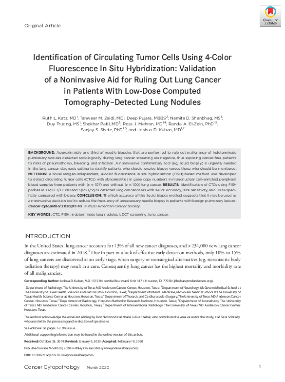 (PDF) Identification of Circulating Tumor Cells Using Plasmonic Resonance Effect: Lab-on-a-Chip ...
