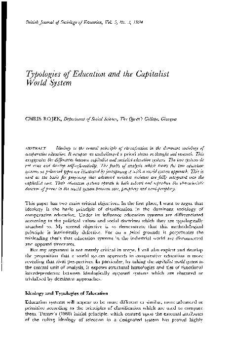 (PDF) Typologies of Education and the Capitalist World System