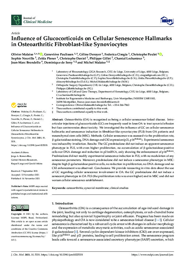 (PDF) Influence of Glucocorticoids on Cellular Senescence Hallmarks in ...