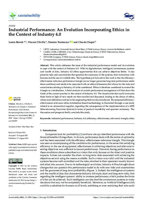 (PDF) Industrial Performance: An Evolution Incorporating Ethics in the ...