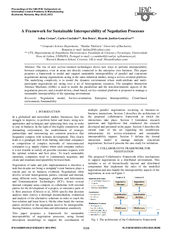 (PDF) A framework for sustainable interoperability of negotiation processes