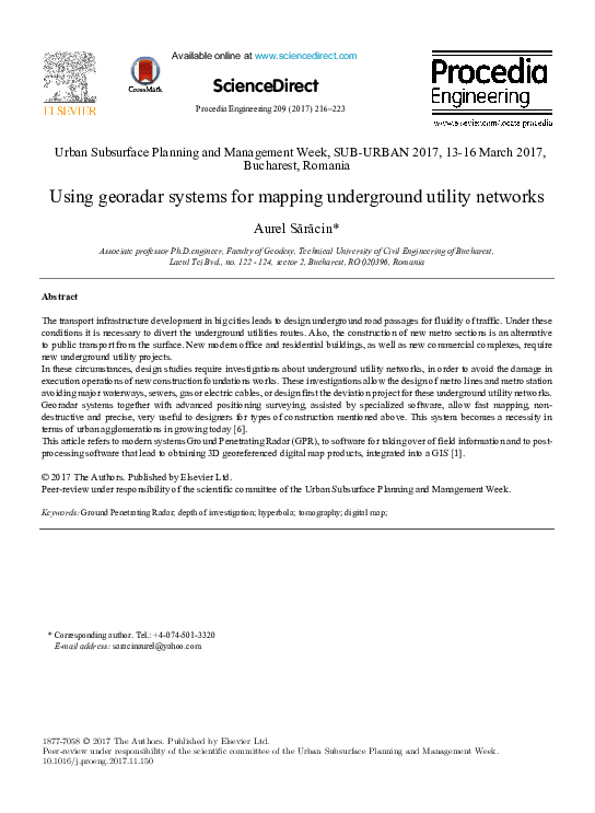 (PDF) Using georadar systems for mapping underground utility networks