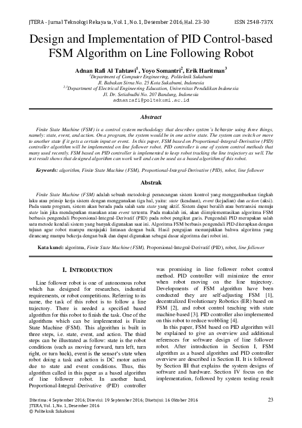 (PDF) Design and Implementation of PID Control-based FSM Algorithm on ...
