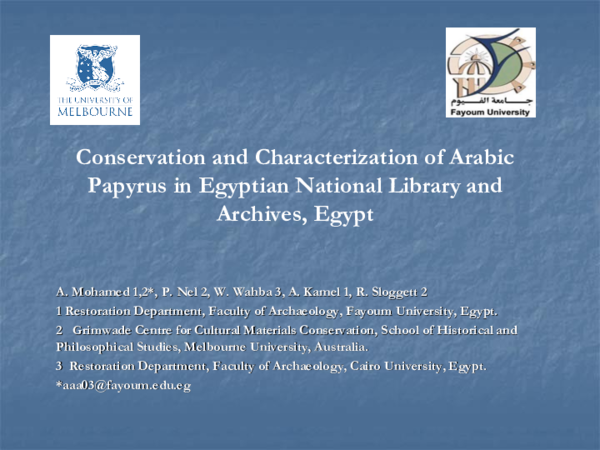 (PDF) Conservation and Characterization of Arabic Papyrus in Egyptian ...