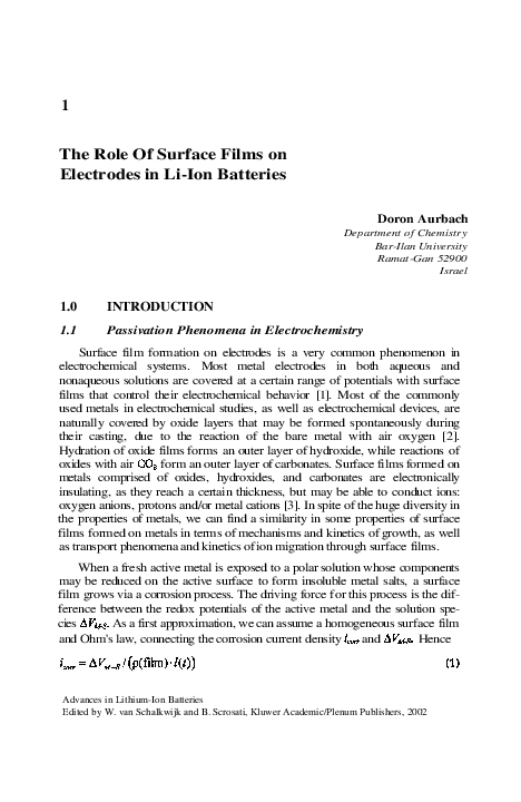 (PDF) The Role of Surface Films on Electrodes in Li-Ion Batteries ...