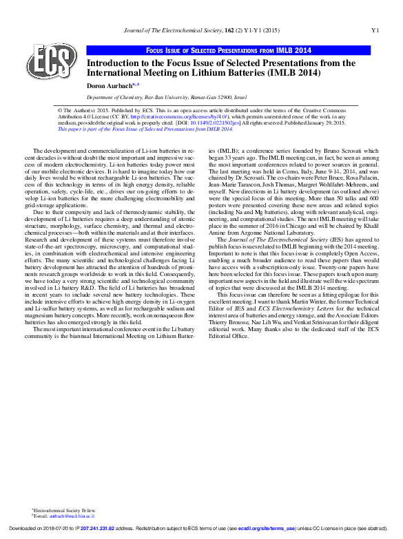 (PDF) Introduction to the Focus Issue of Selected Presentations from ...