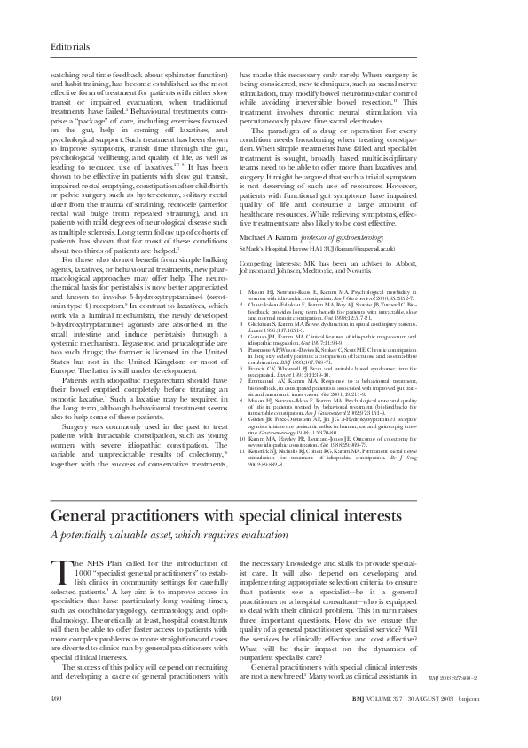 (PDF) General practitioners with special clinical interests