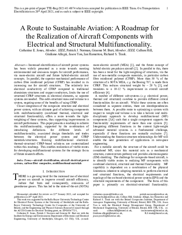 (PDF) A Route to Sustainable Aviation: A Roadmap for the Realization of ...