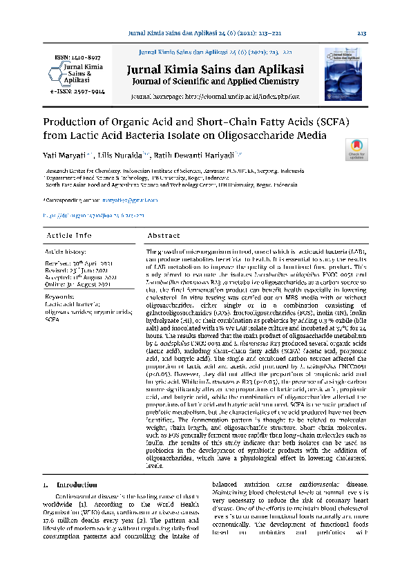 (PDF) Production of Organic Acid and Short-Chain Fatty Acids (SCFA ...