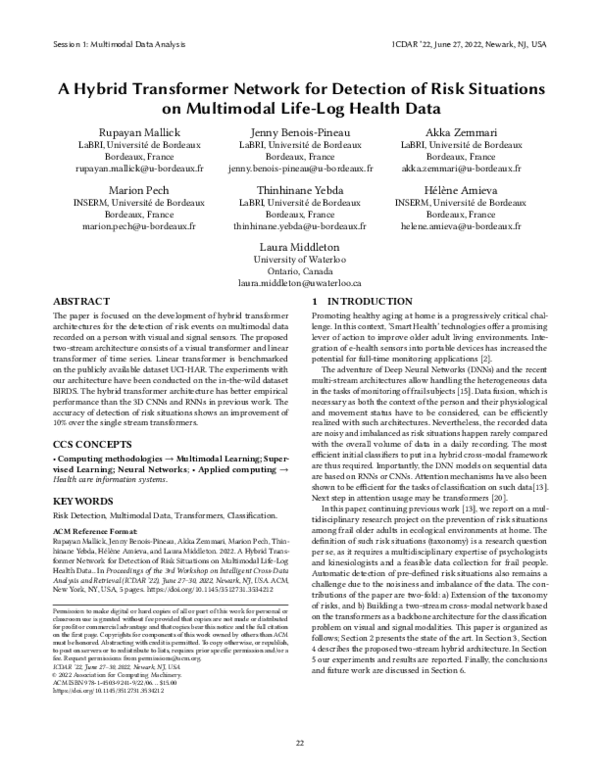 (PDF) A Hybrid Transformer Network for Detection of Risk Situations on ...