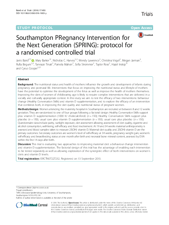 (PDF) Southampton PRegnancy Intervention for the Next Generation ...