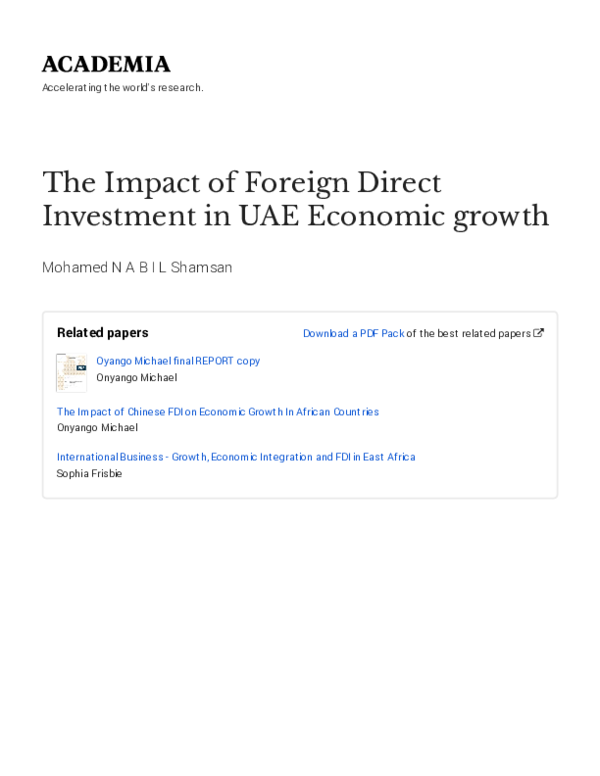 (PDF) The Impact of Foreign Direct Investment in UAE Economic growth ...
