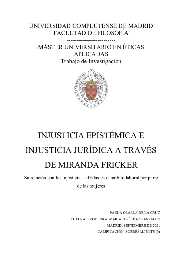 (PDF) Injusticia epistémica e injusticia jurídica a través de Miranda ...
