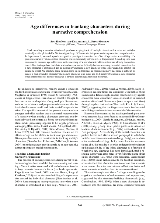 (PDF) Age differences in tracking characters during narrative comprehension
