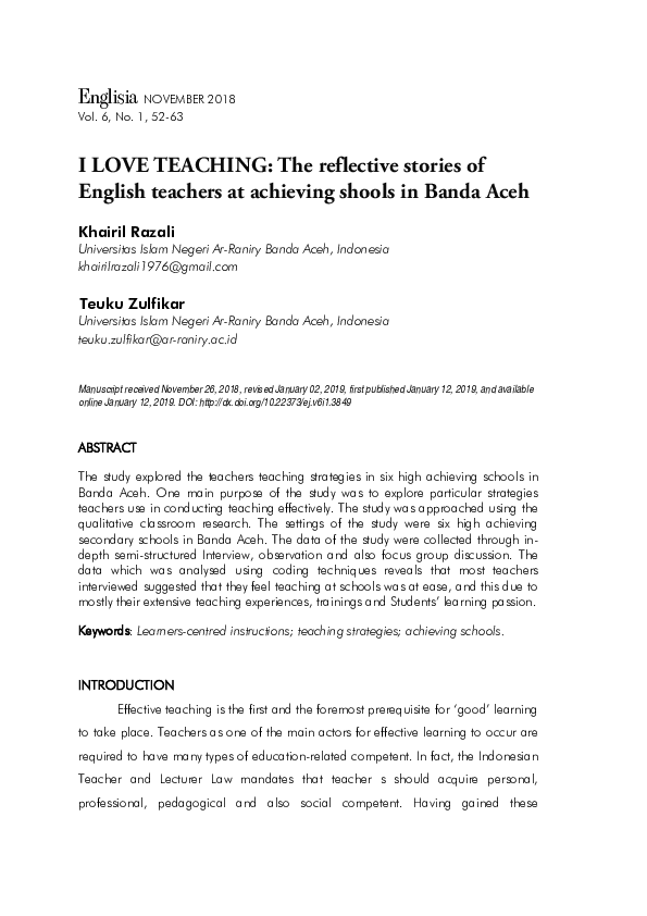 (PDF) Effective Teaching Strategies in Banda Aceh