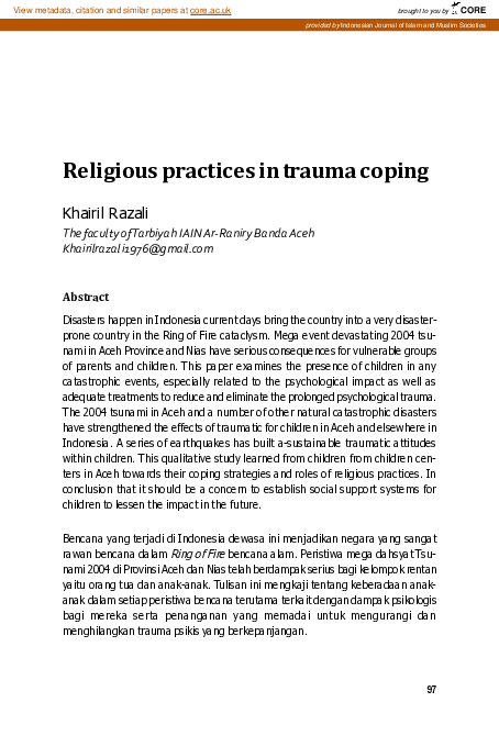 (PDF) Religious practices in trauma coping