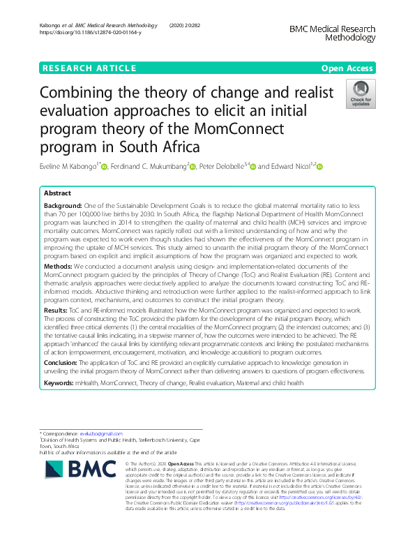 (PDF) Initial Program Theory of MomConnect via Evaluation Approaches