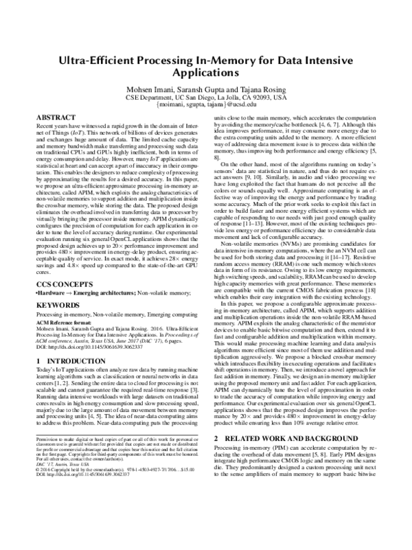 (PDF) In-Memory Approximate Processing for IoT