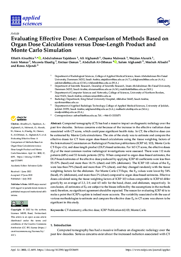 Pdf Evaluating Effective Dose A Comparison Of Methods Based On Organ Dose Calculations Versus