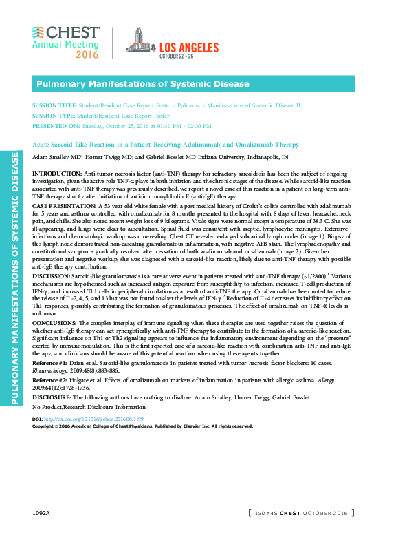 (PDF) Acute Sarcoid-Like Reaction in a Patient Receiving Adalimumab and ... (PDF) Acute Sarcoid-Like Reaction in a Patient Receiving Adalimumab and ...