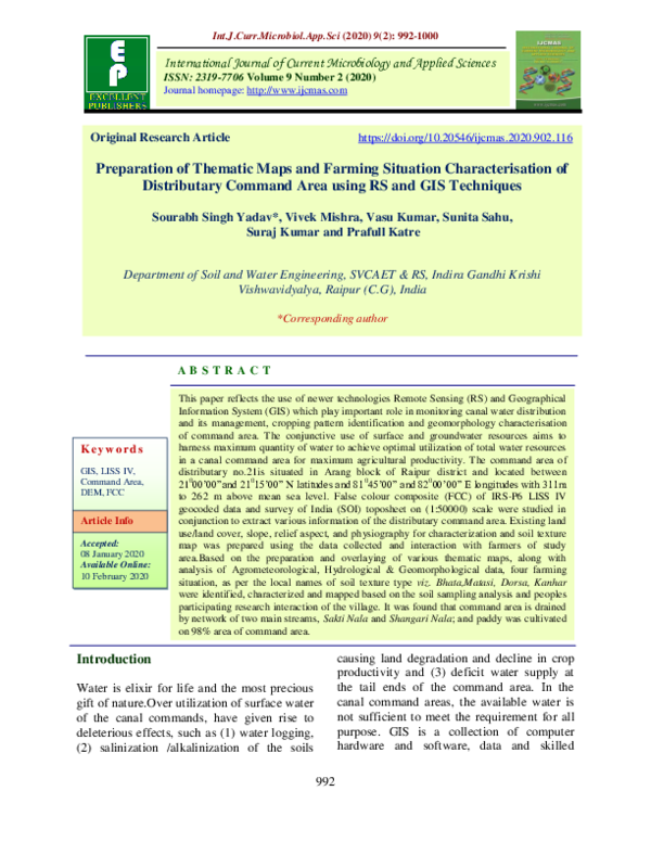 (PDF) Preparation of Thematic Maps and Farming Situation ...