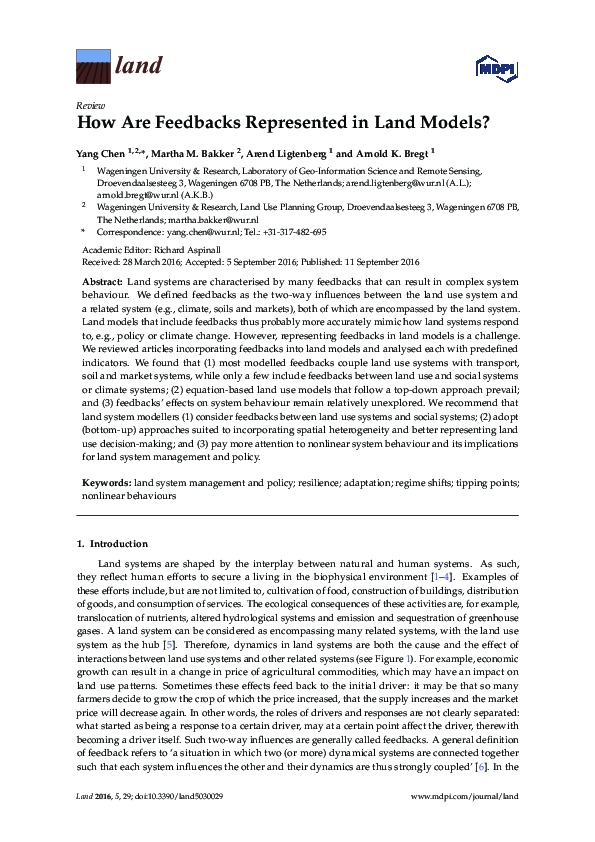 (PDF) How Are Feedbacks Represented in Land Models?
