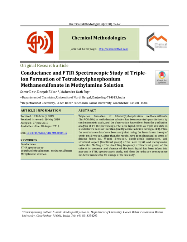 (PDF) Conductance and FTIR Spectroscopic Study of Triple-ion Formation ...