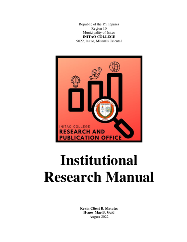 (PDF) Institutional Research Manual