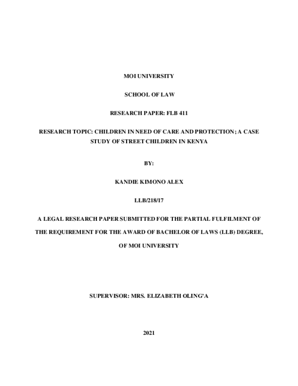 (PDF) MOI UNIVERSITY SCHOOL OF LAW RESEARCH PAPER: FLB 411 RESEARCH ...