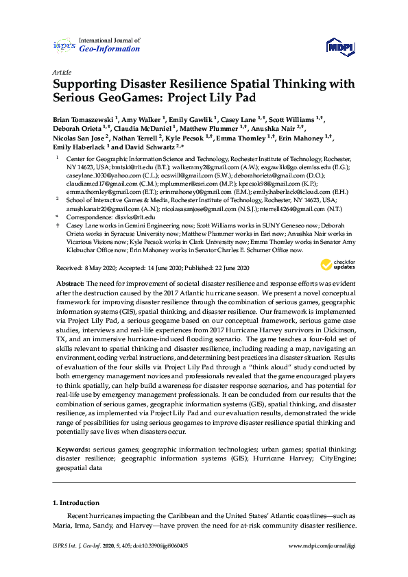 (PDF) Supporting Disaster Resilience Spatial Thinking with Serious ...