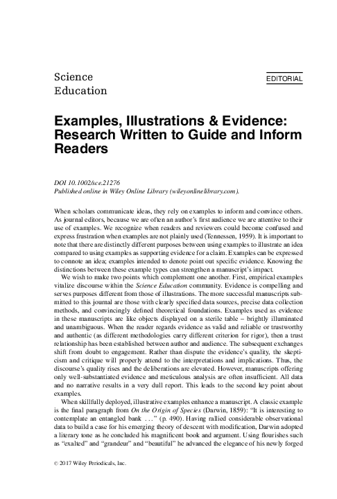 (PDF) Examples, Illustrations & Evidence: Research Written to Guide and ...