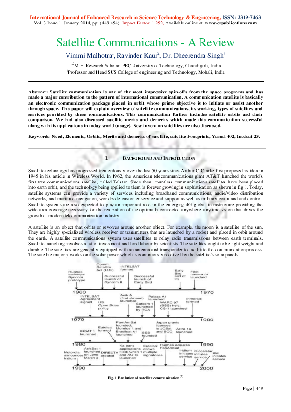 (PDF) Satellite Communications - A Review