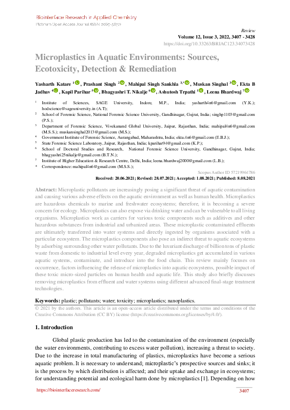 Pdf Microplastics In Aquatic Environments Sources Ecotoxicity