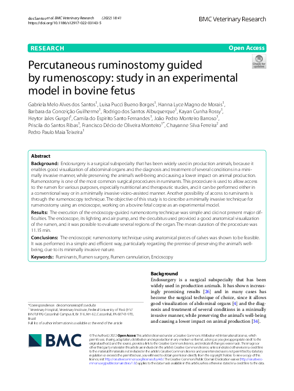 (PDF) Percutaneous ruminostomy guided by rumenoscopy: study in an ...